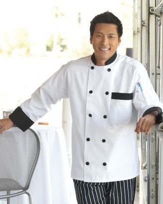Ambassador's Easy Care Newport Chef Coat White/Black - Ambassador Uniform