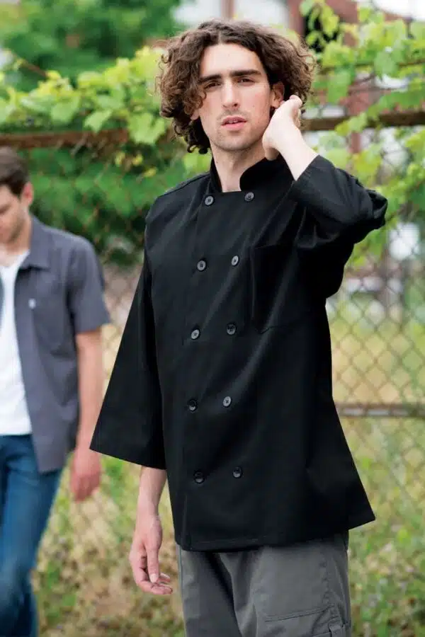 Classic 3/4 Sleeve Black Chef Coat - Ambassador Uniform