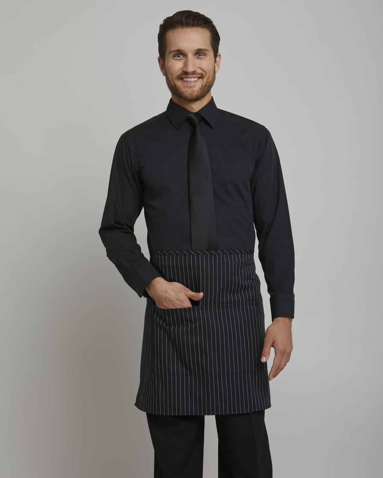 Pinstripe Half Bistro Apron with Center Divided Pocket - Ambassador Uniform