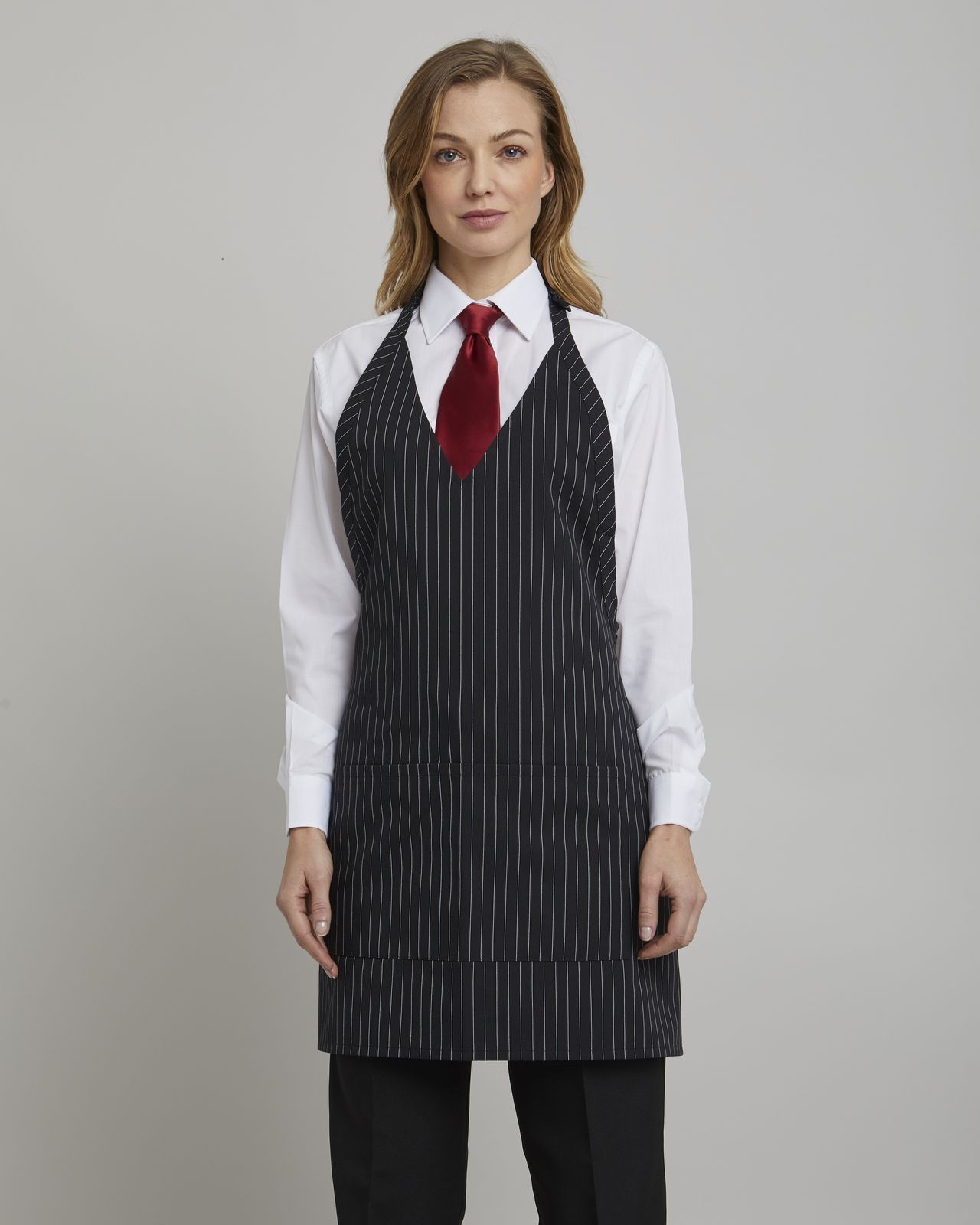 Pinstripe V-Neck Apron - Ambassador Uniform