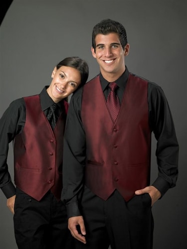 Men's Monaco Burgundy Striped Vest - Ambassador Uniform