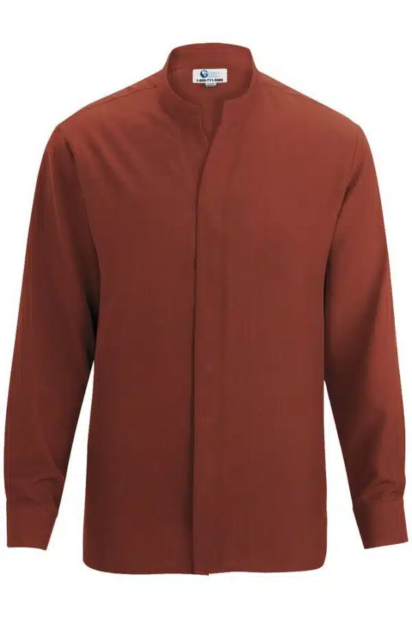Men's Upscale Stand Up Collar Performance Shirt-Rust - Ambassador Uniform