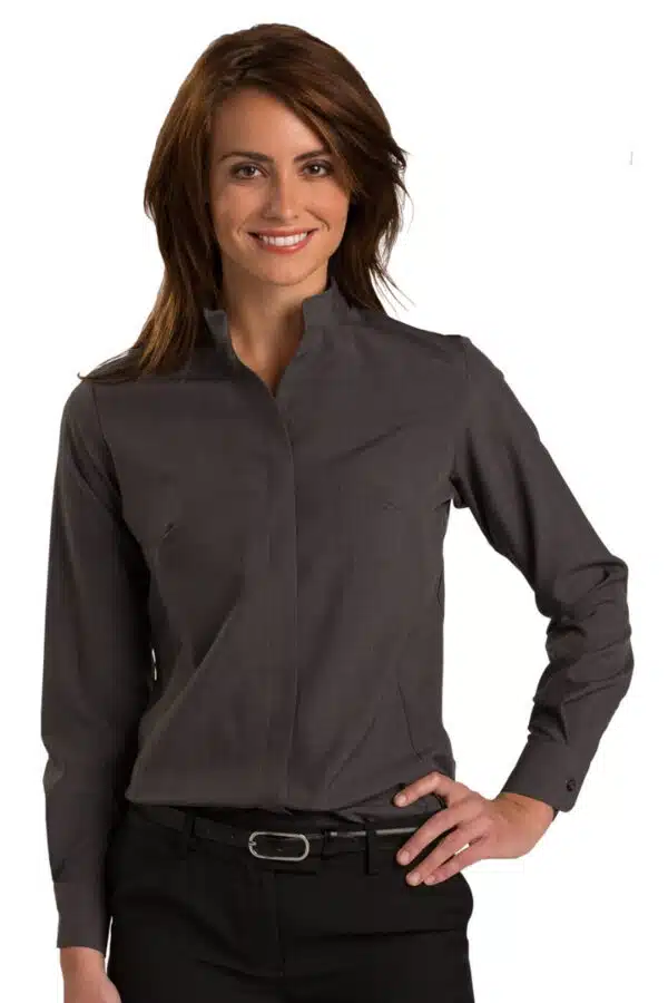 Ladies' Upscale Stand Up Collar Performance Shirt - Ambassador Uniform